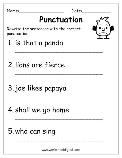 Image result for Punctuating Sentences Worksheet