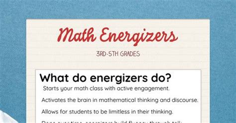 Image result for Math Energizer Activities