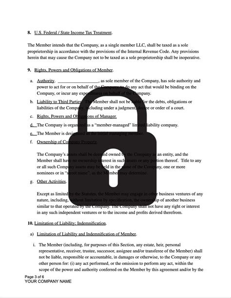 Image result for Single Member LLC Operating Agreement Sample