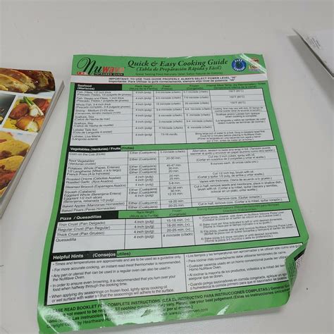 Image result for Free NuWave Cooking Chart