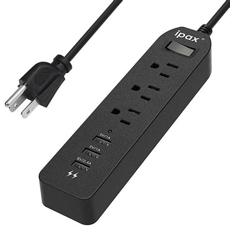 Ipax Power Strip with USB Ports, 3 USB + 3 AC Outlet, 6ft Long Cord ...