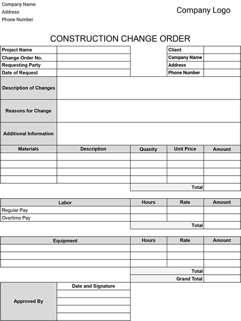 Image result for Process Change Order Form