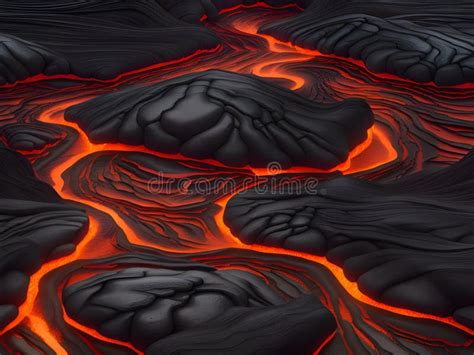 Red Hot Lava on the Volcano Stock Illustration - Illustration of ...
