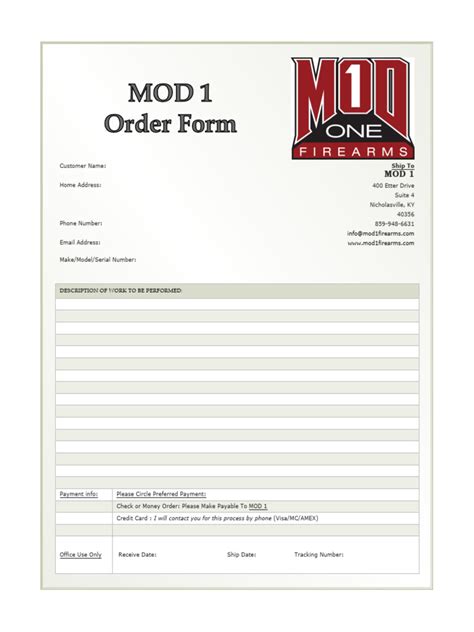 Image result for Mod Order Form