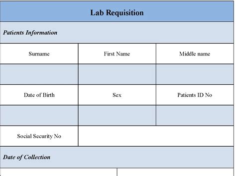 Image result for Clinical Lab Requisition Form