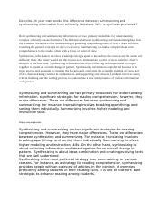 Image result for Synthesizing vs Summarizing