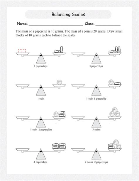 Image result for Worksheet of Balance the Scale for Class 2