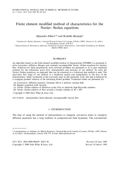 Image result for Navier-Stokes Equation Finite-Element Method