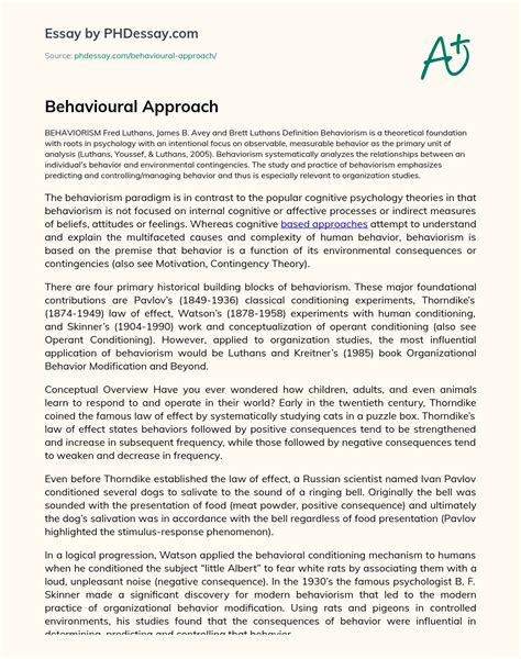 Image result for Behavioral Approach Examples