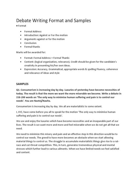 Image result for Written Debate Examples