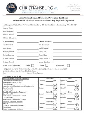 Image result for Cross Connection Test Form
