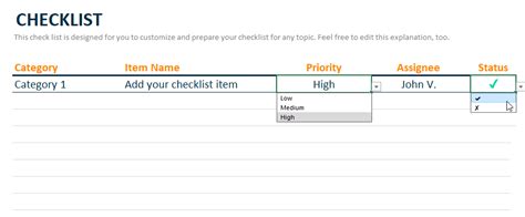 Image result for Checklist Examples in Excel