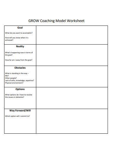 Image result for Grow Coaching Model Worksheet
