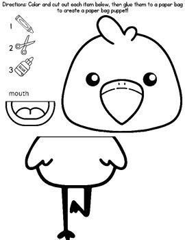 Printable Paper Bag Bird Puppet Template by HenRyCreated | TPT