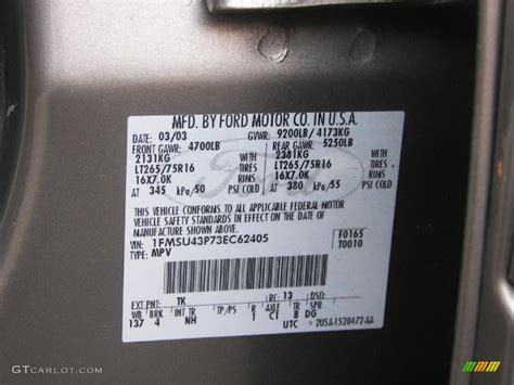 Image result for 2001 Ford Excursion Color Code