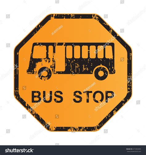 Bus Stop Sign Yellow Symbol Grunge Stock Vector (Royalty Free ...