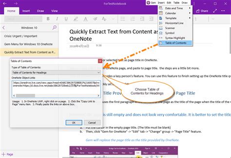 Image result for OneNote Table of Contents Page