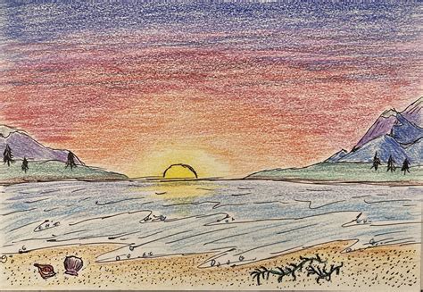 Image result for Sunset Color Drawing