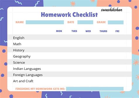 Image result for Homework Checklist