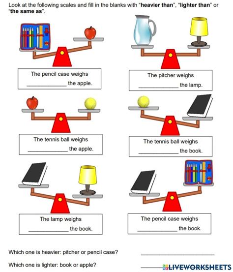 Image result for Worksheet of Balance the Scale for Class 2