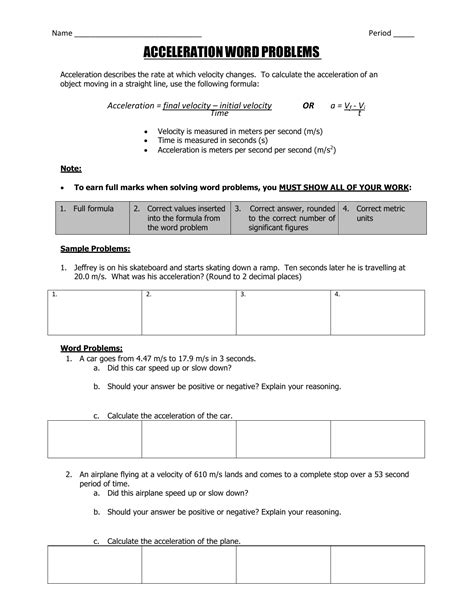 Image result for Acceleration Practice Problems