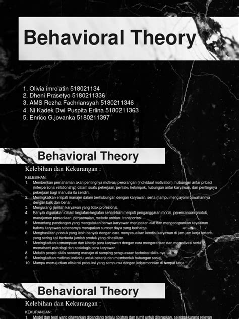 Image result for Behavioral Theory Examples
