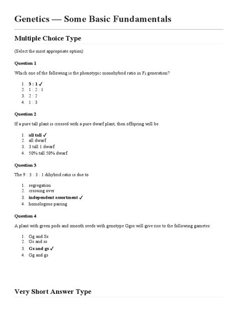 Image result for Genetics Multiple Choice Questions