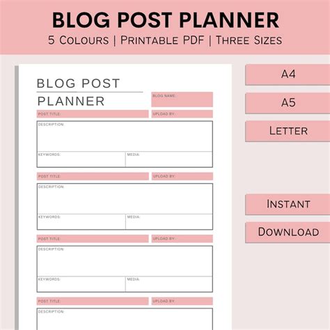 Image result for Free Download Printable Blog Post Planner