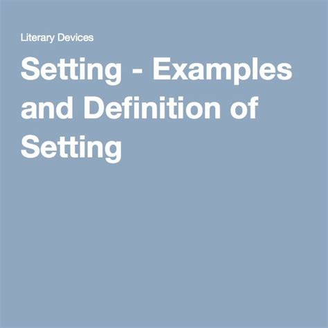 Image result for Setting Meaning