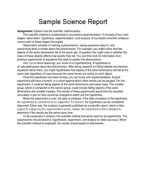 Image result for Science Report Example