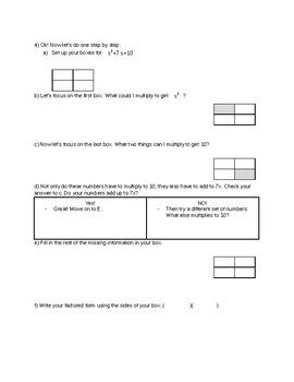Image result for Box Method Factoring Polynomials