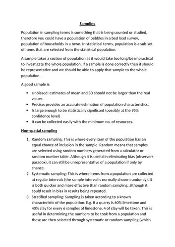 Image result for Random and Non Random Sampling a Level Notes