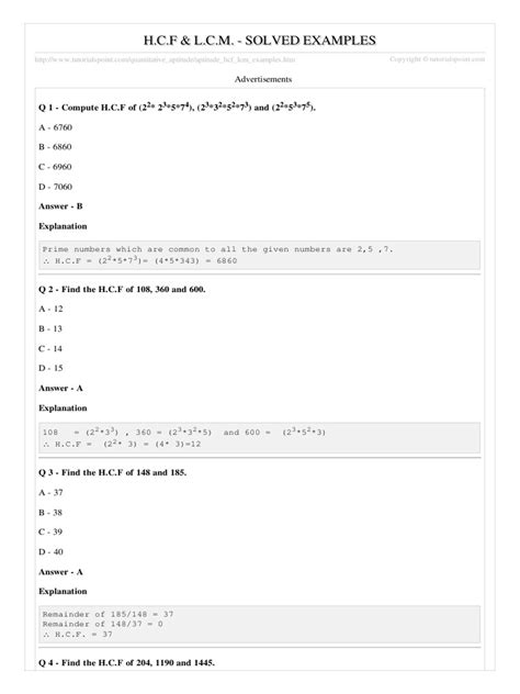 Image result for HCF and LCM Examples