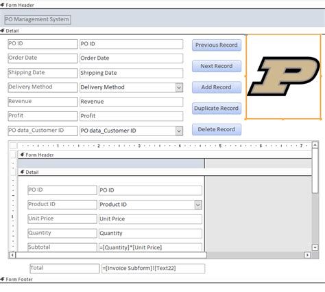 Image result for Access Create Purchase Order System