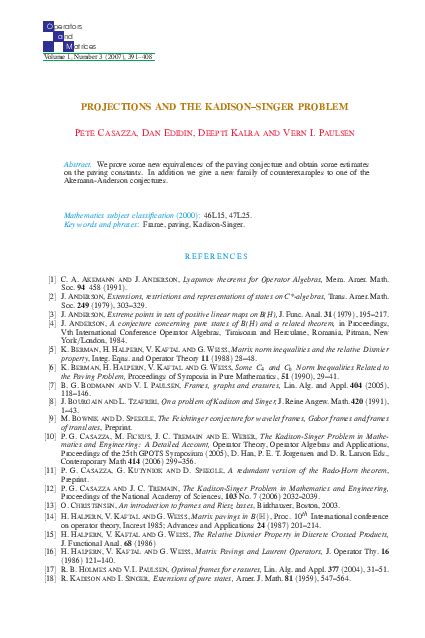 Image result for Kadison-Singer Problem