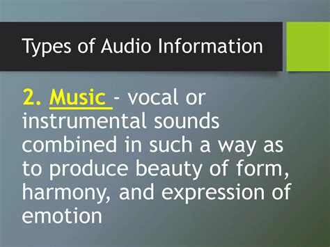 Image result for Example of Audio Information