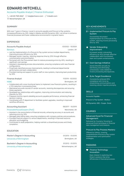 Image result for Accounts Payable CV Sample