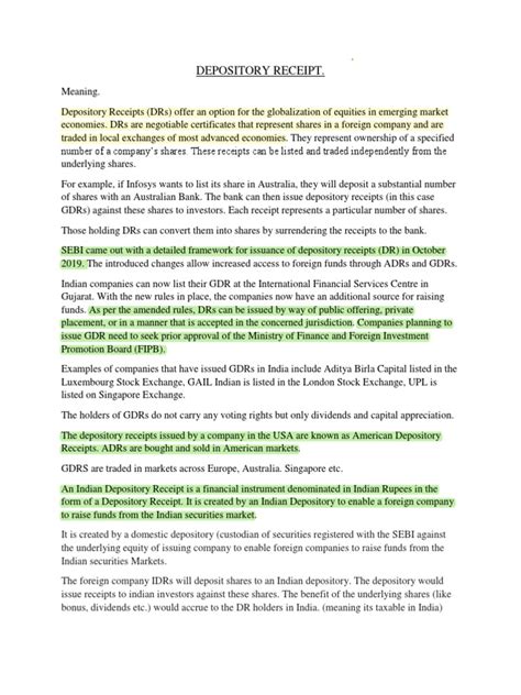 Image result for Depository Receipt