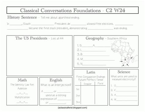 Image result for Classical Conversations Cycle 2 Printable Worksheets