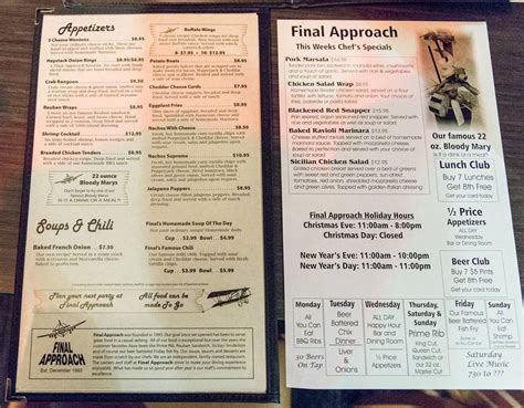 Image result for Final Approach Restaurant Menu