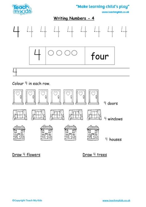 Image result for Practice Writing Number 4