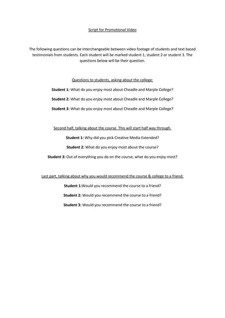 Image result for Promotional Video Script