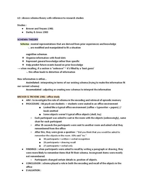 Cognitive Approach | PDF | Schema (Psychology) | Memory