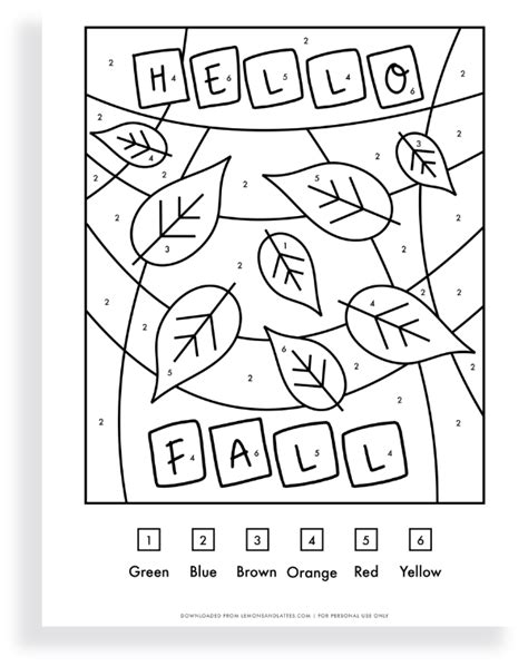 Image result for Fall Color by Number Free Printable