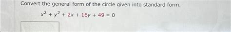 Image result for Convert Standard Form to General Form Circle
