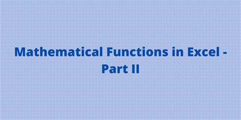Image result for Excel Mathematical Functions