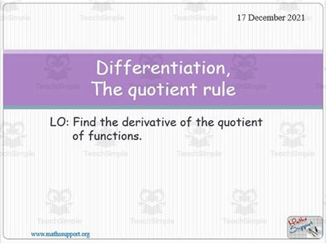 Image result for Differentiation Quotient Rule a Level Math