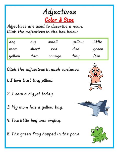 Image result for Color Adjectives Worksheet