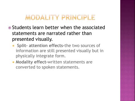 Image result for Modality Principle Example