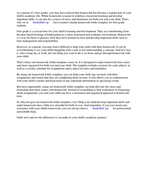 Homework Folder Template First Grade | Download Free PDF | Homework ...